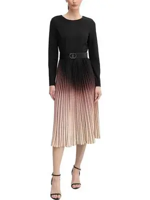 Dkny Pleated Belted Midi Dress - Black