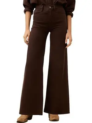 Faherty Brand Saturday High Rise Wide Leg Jeans - Chocolate Brown