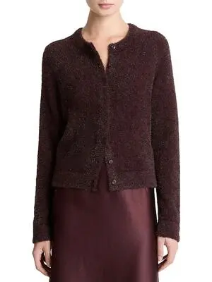 Vince Tinsel Eyelash Cardigan - Oxblood