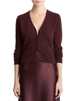 Vince Wool Blend V-neck Cardigan - Oxblood