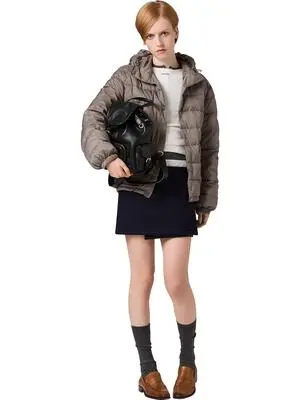 Miu Miu Technical Pongé Down Jacket - Steel Gray