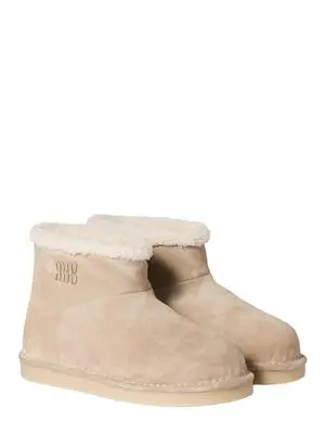 Miu Miu Suede And Shearling Booties - Desert Beige