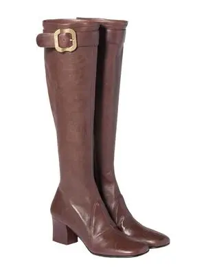 Miu Miu Nappa Leather Buckle Boots - Dark Brown