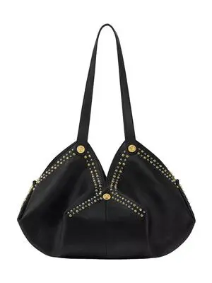 Versace Protea Leather Shoulder Bag - Black