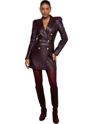 L'Agence Tora Leather Blazer Dress - Dark Malbec