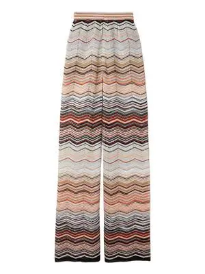 Missoni Sequin-embellished Striped Metallic Crochet-knit Wide-leg Pants - Multi