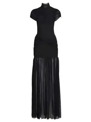 AXEL 113 Gace Mesh-panelled Long Dress - Black