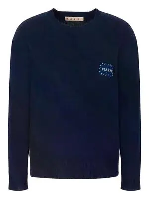 Marni Logo-patch Crew-neck Sweater - Blue