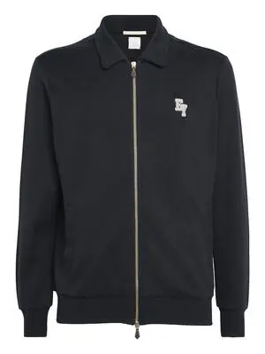 Eleventy Cotton-blend Logo Track Jacket - Black