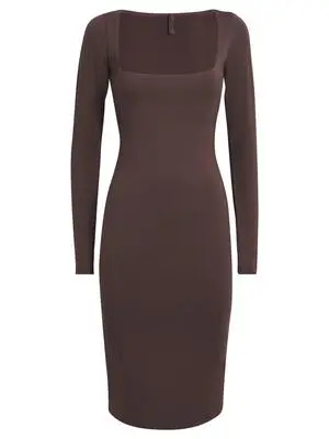 SKIMS Smooth Layers Midi Dress - Brown