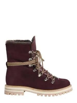 Eleventy Suede Lace-up Ankle Boots - Burgundy