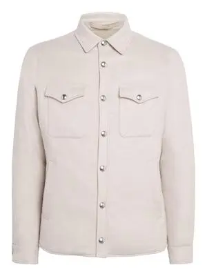 Eleventy Silk-cashmere Padded Overshirt - Beige