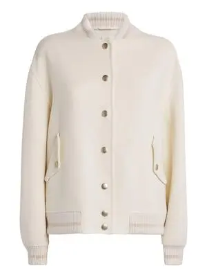 Eleventy Wool Bomber Jacket - White