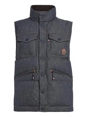 Moncler Down Grenoble Krachan Denim Gilet - Grey