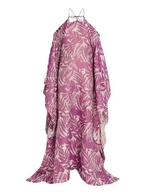 TALLER MARMO Woven Tropical Print Kaftan - Purple