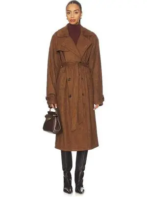 ALL THE WAYS Milana Faux Suede Coat - Brown