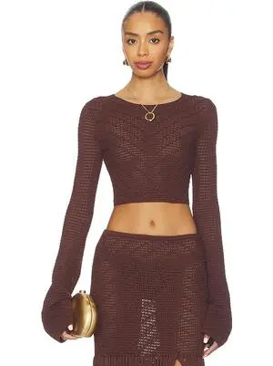 Devon Windsor Erin Longsleeve Top - Mahogany