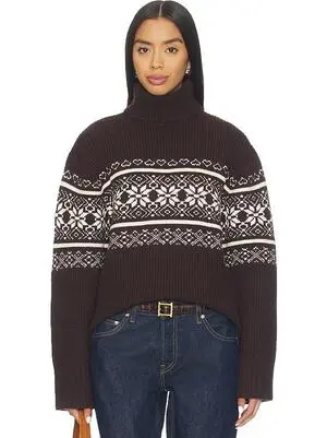LOVERS AND FRIENDS Chesca Fair Isle Turtleneck Sweater - Brown & Ivory