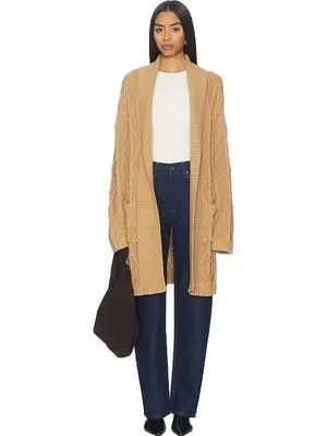 525 America Peggy Shawl Collar Cable Knit Cardigan - Camel