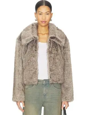 LAMARQUE Nova Faux Fur Jacket - Wolf