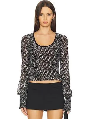 Free People Dottie Knit Top - Black Combo