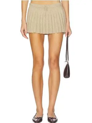 GUIZIO Cable Knit Mini Skirt - Warm Taupe