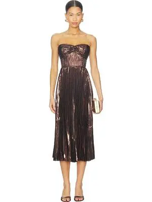 Astr The Label Ascella Midi Dress - Metallic Brown