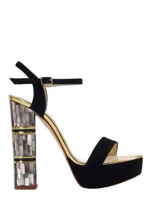 FREYA ROSE Jito Ankle Strap Pearl Heel Sandal - Black