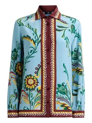 Etro Printed Silk Shirt - Light Blue