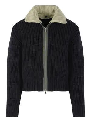 NAMACHEKO Ribbed Wool Knit Cardigan Black