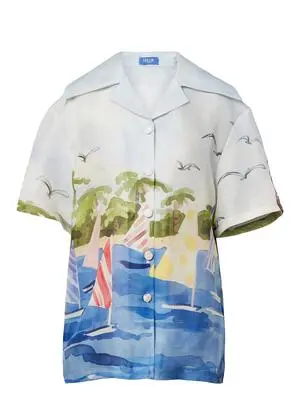 LEO LIN Casey Printed Silk Shirt