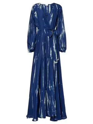 Anna Kosturova Tie-dye Silk Maxi Wrap Dress - Blue