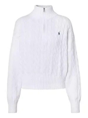 Polo Ralph Lauren Logo Cable-knit Cotton Half-zip Sweater - White