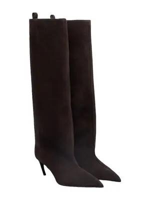 Attico Lea 65 Suede Knee-high Boots - Brown