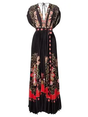 La DoubleJ Accordion Printed Plissé Maxi Dress - Multicoloured