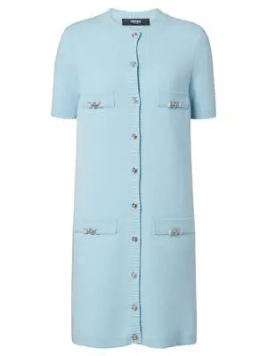 Versace Medusa Wool And Cashmere Shirt Dress - Blue