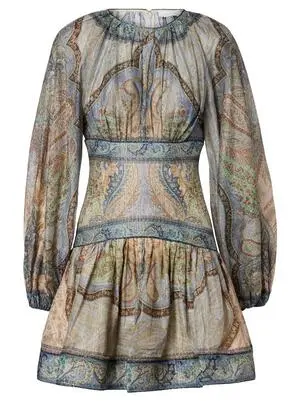 Zimmermann Wanderlust Cotton And Silk-blend Minidress - Blue