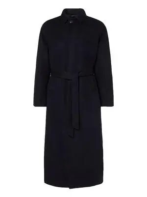 SAMAN AMEL Belted Wool Overcoat - Blue