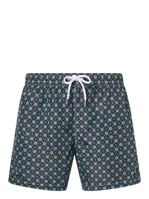 Fedeli Madeira Printed Swim Trunks - Brown