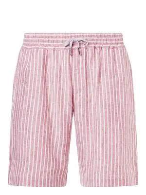 Fedeli Alfa Striped Linen Bermuda Shorts - Beige