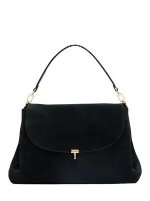 TOTEME Toteme T-Lock Suede Shoulder Bag Black