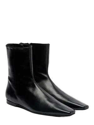 TOTEME Leather Ankle Boots - Black