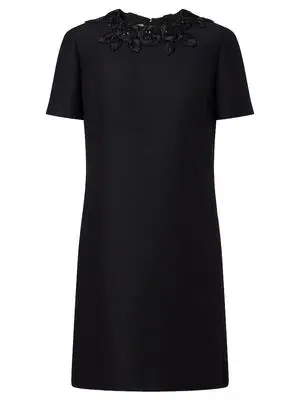 Valentino Garavani Embellished Wool And Silk Minidress - Black