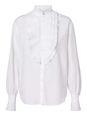 Polo Ralph Lauren Ruffled Cotton And Silk Blouse - White