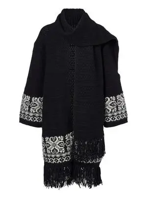 Polo Ralph Lauren Jacquard Wool-blend Wrap Cardigan - Black