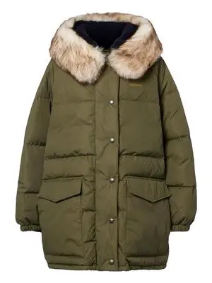 Prada Re-nylon Shearling-trimmed Down Coat - Green