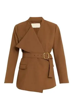 Ulla Johnson Zehra Draped Blazer Jacket With Belt Cinder