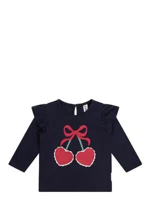 HUXBABY Frill Top With Embroidery - Indigo