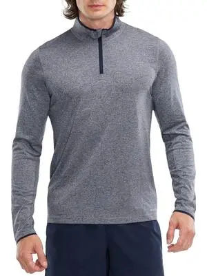 PELOTON Seamless Melange Quarter Zip Long Sleeve - Deep Navy