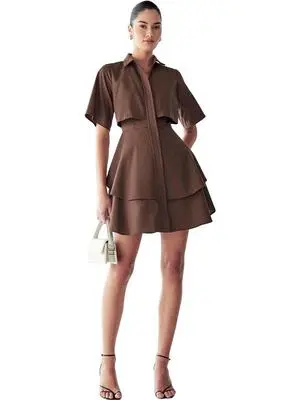 WILLA Hugh Layered Mini Dress - Chocolate